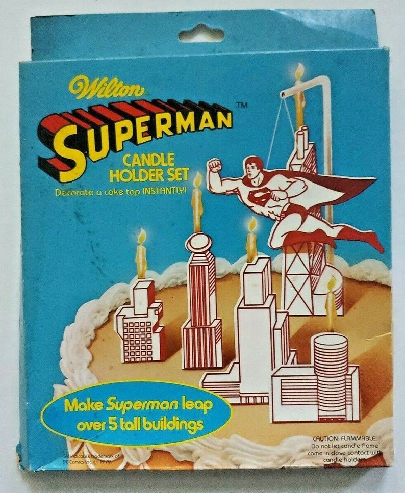 1979 Superman Cake Toppers Wilton Candle Holders New Old Stock in Box ...