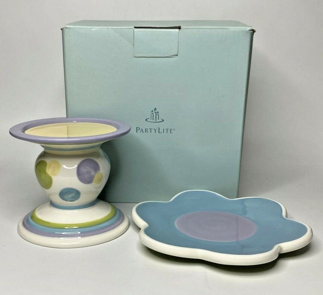 Vintage Retired Partylite Lively Pillar Holder Set Retired Nib P16b ...
