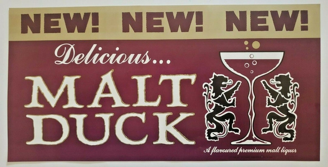 Vintage Malt Duck Delicious Beer Sign Paper 22x11 Carling Brewery NOS ...