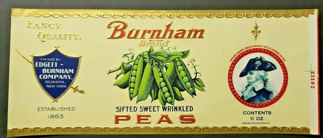Vintage Burnham Brand Wrinkled Pea Edgett Burnham Co New York 1940s Can ...