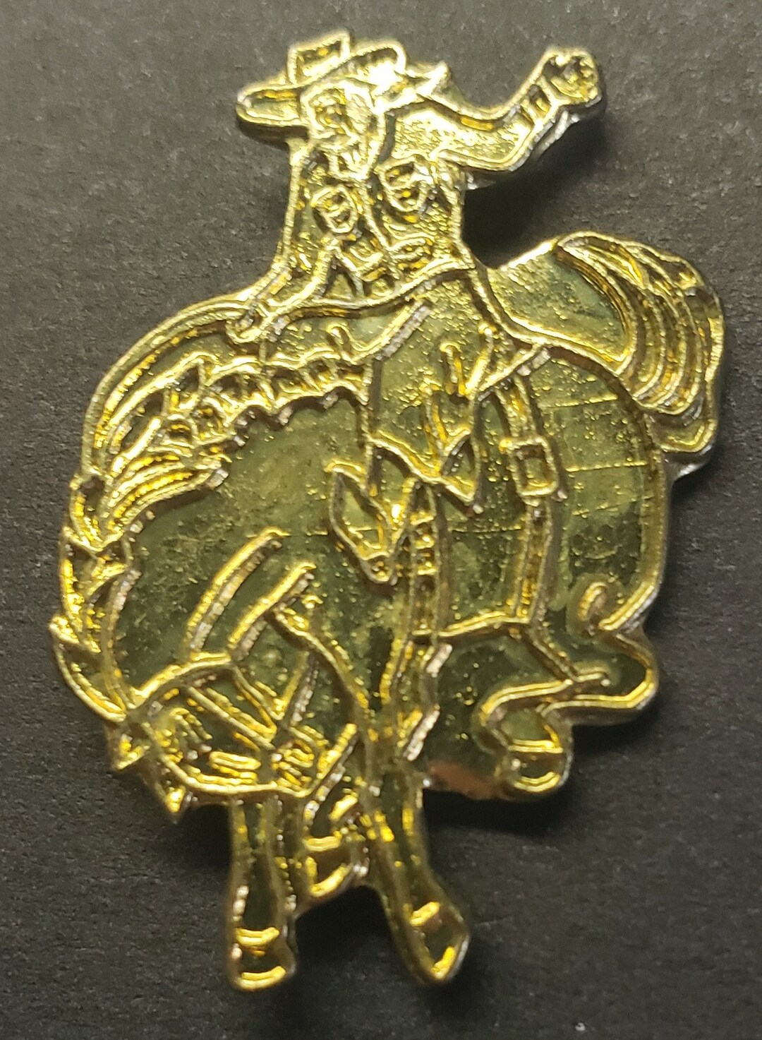 Vintage 1970's Rodeo Bronc Buck Riding Lapel Hat Pin Gold Tone - Etsy