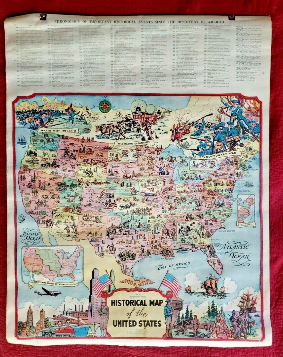 1976 Historical Map of United States School & Library Pub Co. - Etsy