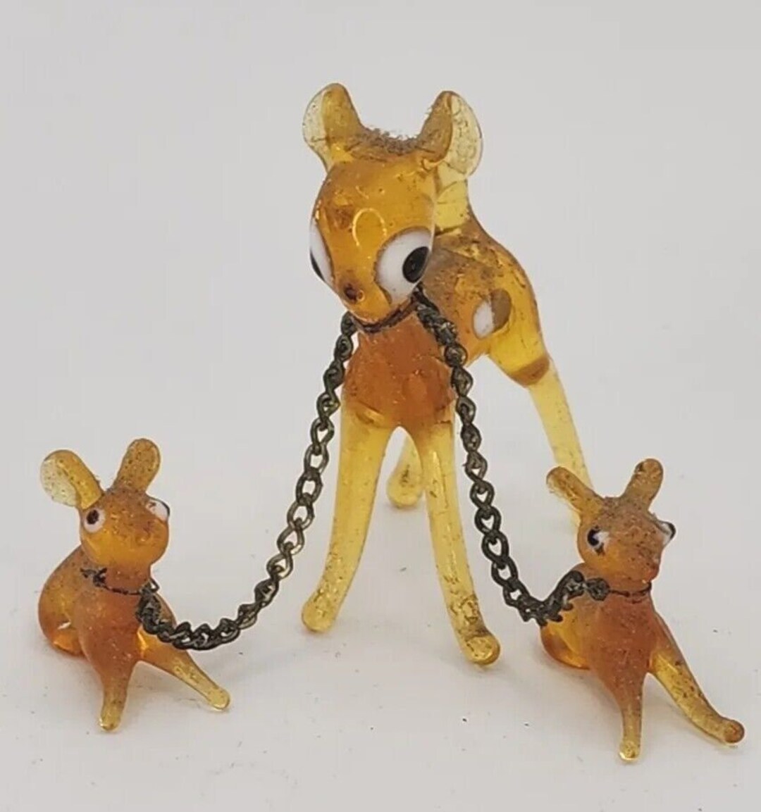 Vintage Blown Glass Doe With Fawns on Chain Mini Figures PB82 - Etsy