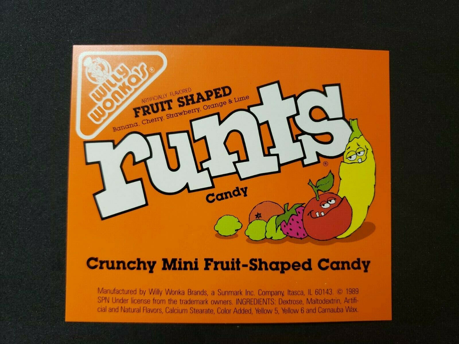 Vintage Willy Wonka Runts Fruit Shape Candy Vending Machine Sign NOS ...