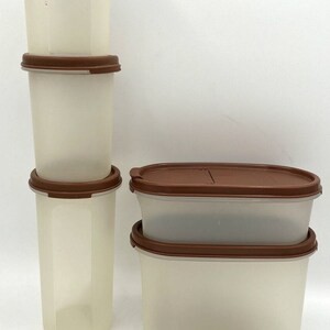 Tupperware Modular Mates Set of 7 Pieces Brown Lids Various Containers ...