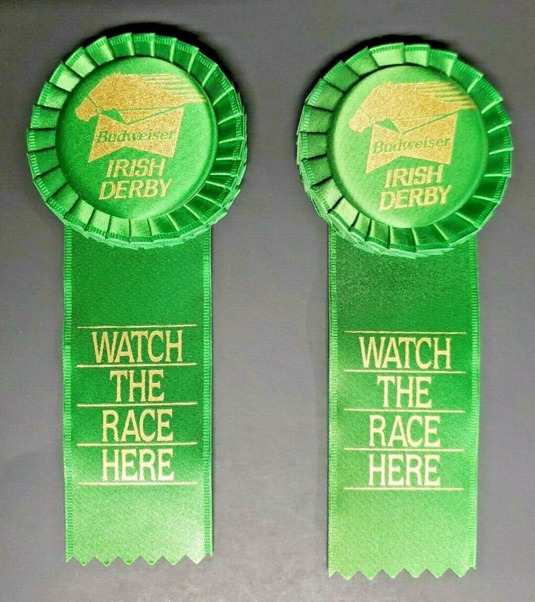 Vintage Budweiser 1996 Irish Derby Beer Ribbons Lot 2 Watch the Race ...