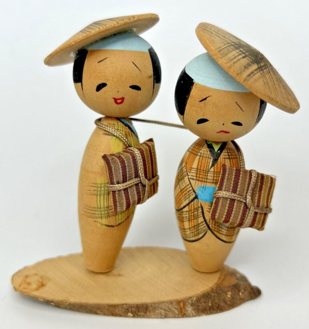 Vintage Japanese Kokeshi Bobble Head Wooden Doll Pair 3 SKU PB196/23 - Etsy