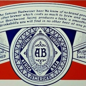 Vintage Genuine Budweiser Sticker Anheuser Busch Beer 13" X 9 5/16 ...