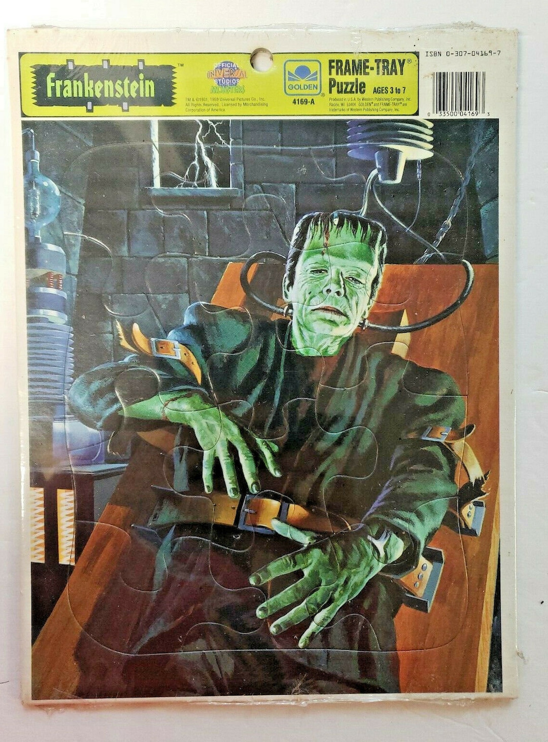 Vintage Frankenstein 12 Piece Puzzle Golden Universal Studios Monsters ...