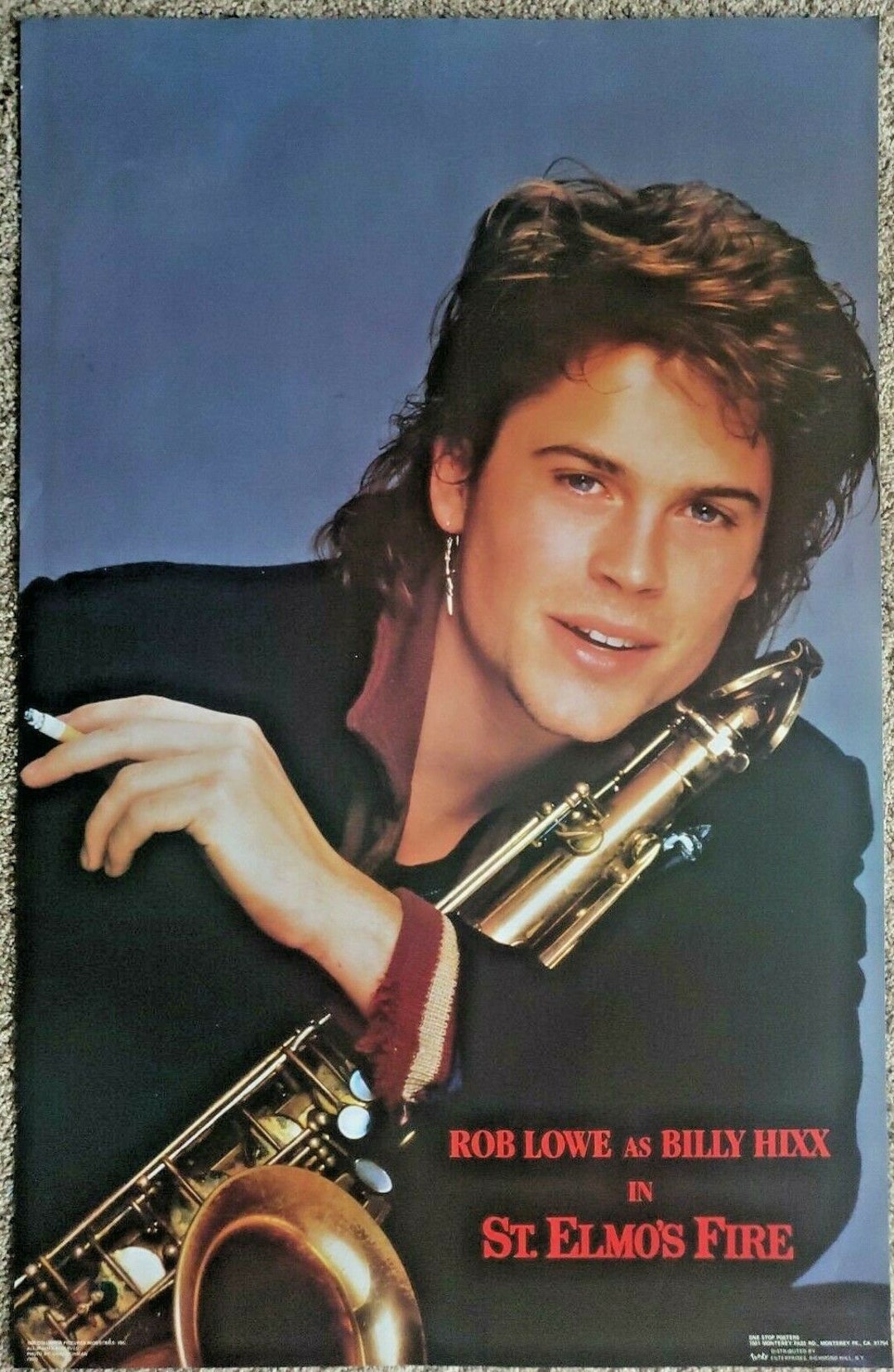 Vintage 1985 Rare Rob Lowe St. Elmo's Fire Original Movie Pin up Poster ...