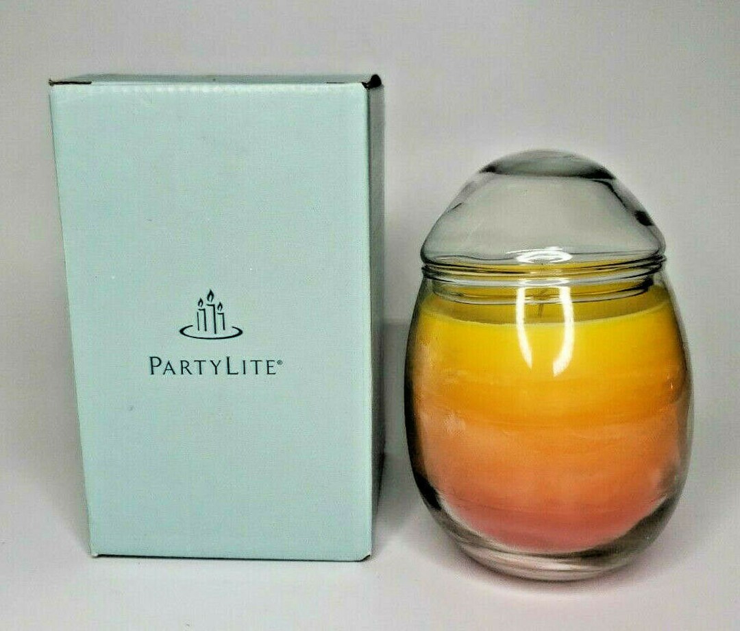Vintage Retired Partylite Egg Glass Jar Candle Easter Egg Shape Mango ...