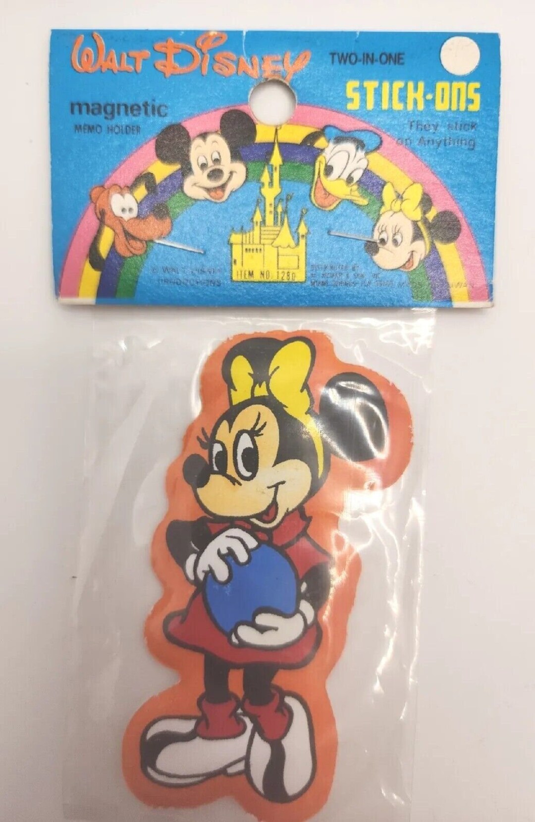 1970's Walt Disney Minnnie Mouse Magnetic Memo Holder Stick-ons NIP ...