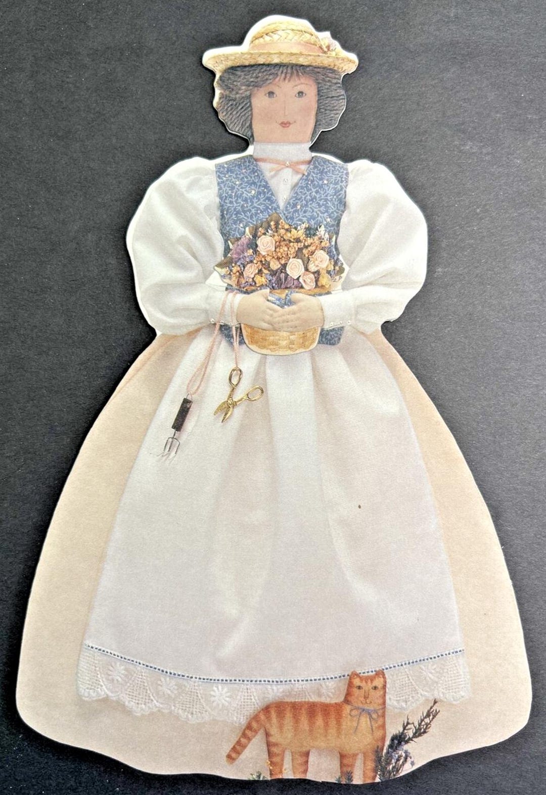 RARE Vintage Hallmark "hannah" Die Cut Paper Doll Card Removable Basket ...
