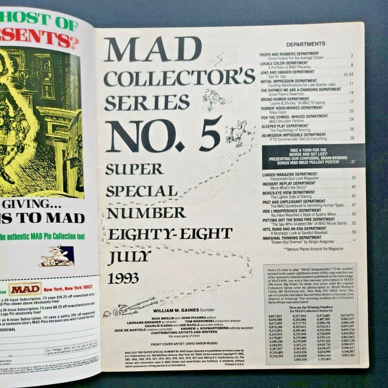 1993 Mad Magazine July Collector's Series 5 the Mad - Etsy