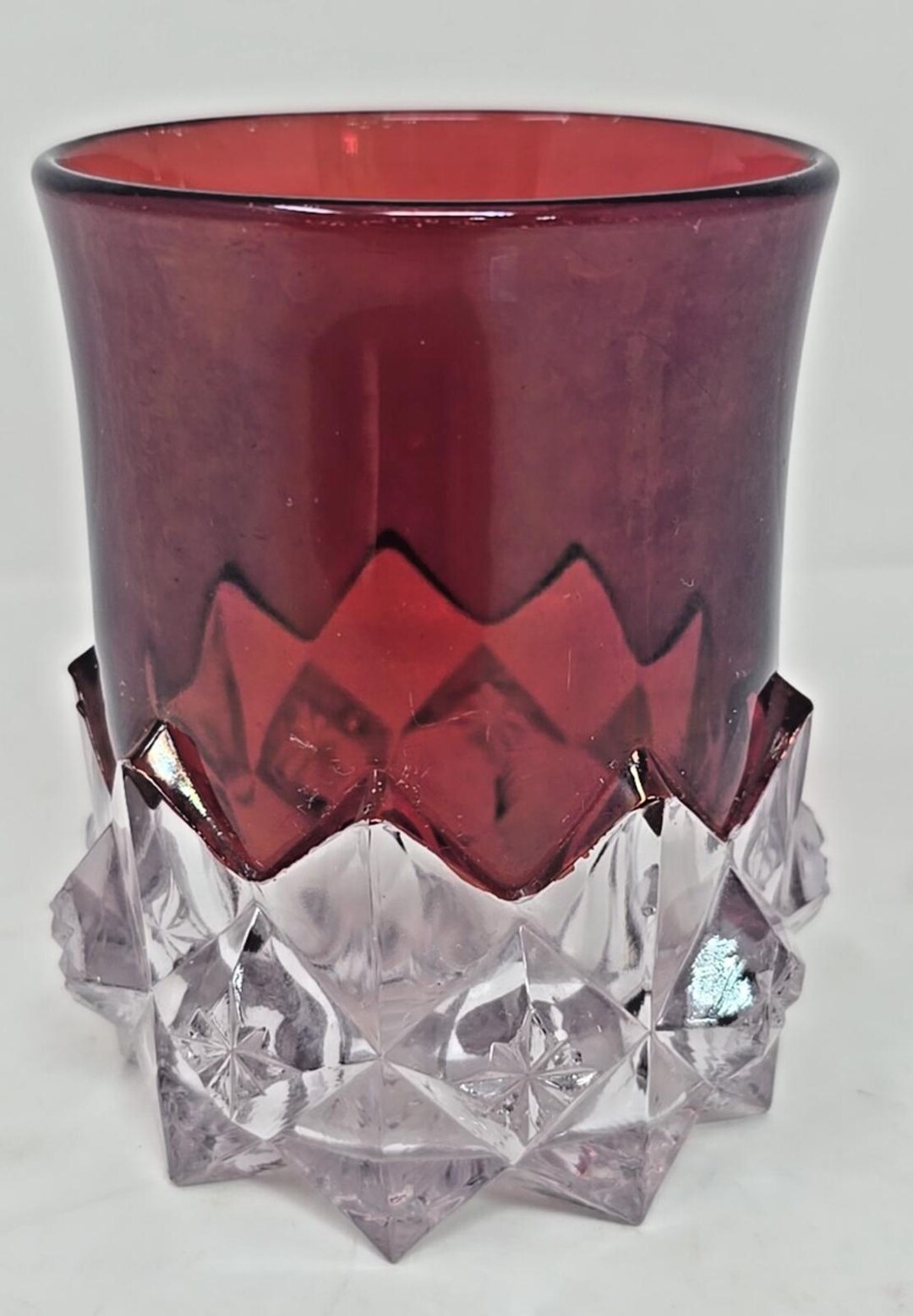 Victorian Ruby Stained 4" Tall Ohara Diamond Tumbler EAPG U174 - Etsy
