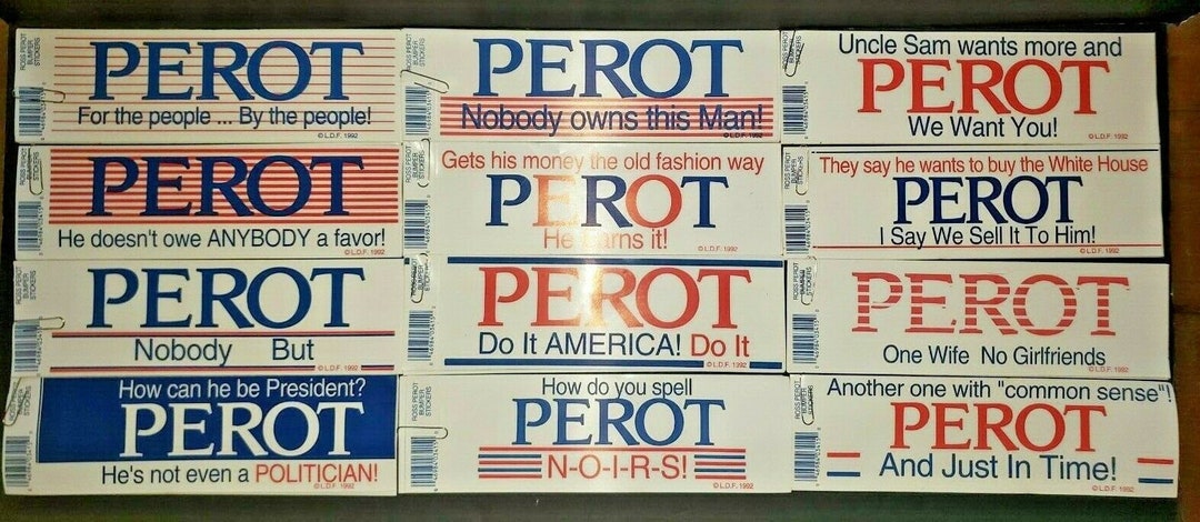 Lot of 12 Different Ross Perot President Sticker Sign Vintage 1992 - Etsy