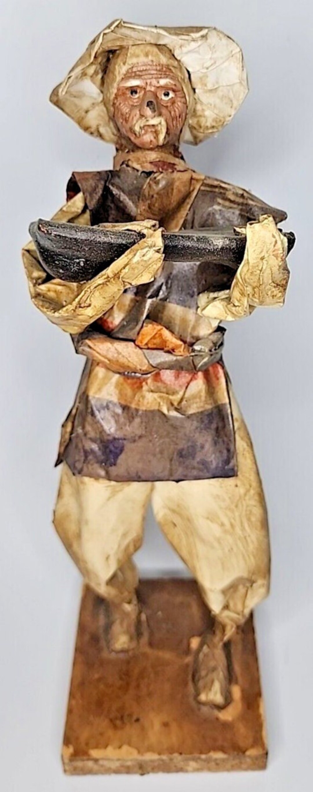 Vintage Folk Art Paper Mache Man With Plate Mexico 12 U189 - Etsy