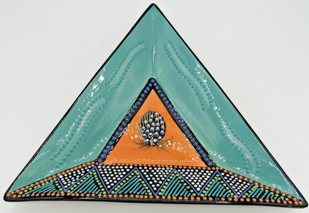 Vintage Triangle Shaped Patterned Ceramic Plate Dish 13.5" SKU U220 - Etsy
