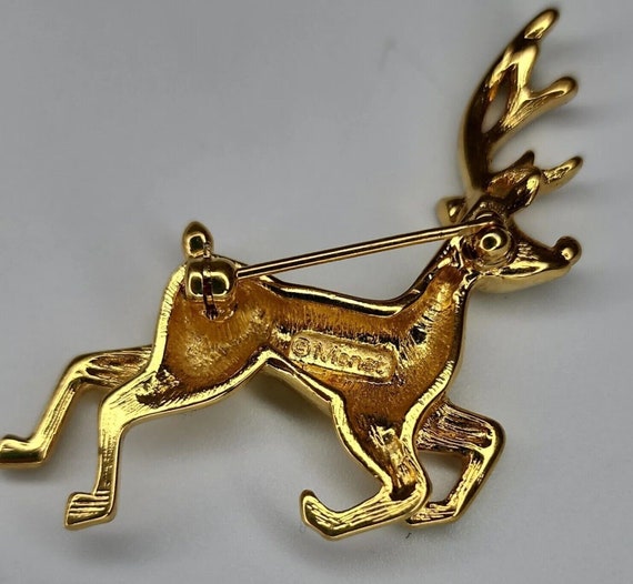 Vintage monet rudolph red nosed reindeer brooch pin g… - Gem