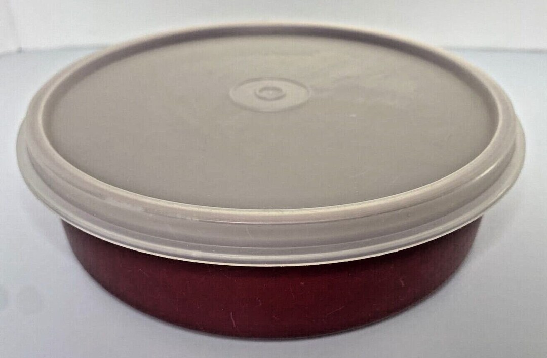 Vintage Tupperware Round Cereal Bowl Maroon Bowl 1405-23 W/ Lid Sku U48 ...