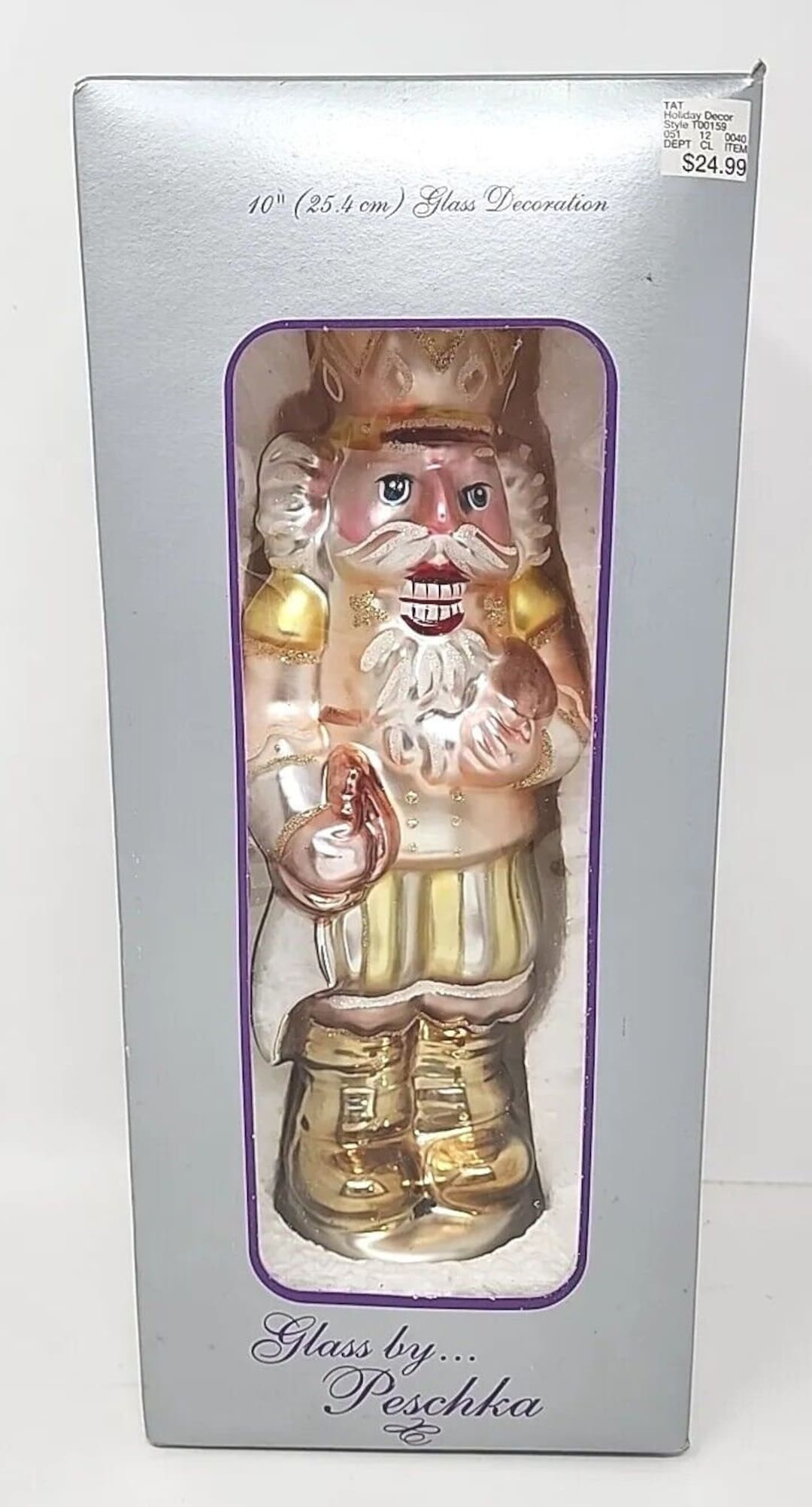Vintage Peschka Golden 10 King Nutcracker Glass Figurine & Box ...