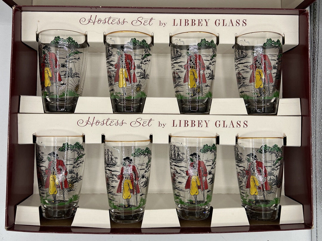 Vintage Hostess by Libbey Treasure Island 8 Piece Glass Set NIB SKU - Etsy