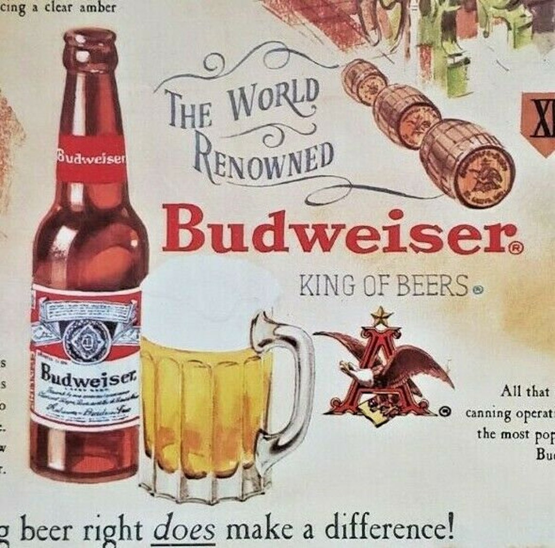 Vintage Rare 1990's Budweiser Brewing Beer Chart Poster - Etsy