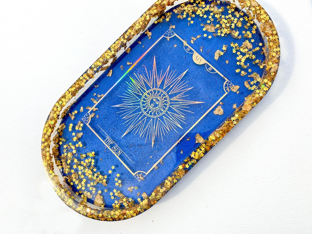 Resin Tray W Gold Holographic Tarot Card Inserts / Trinket Tray ...
