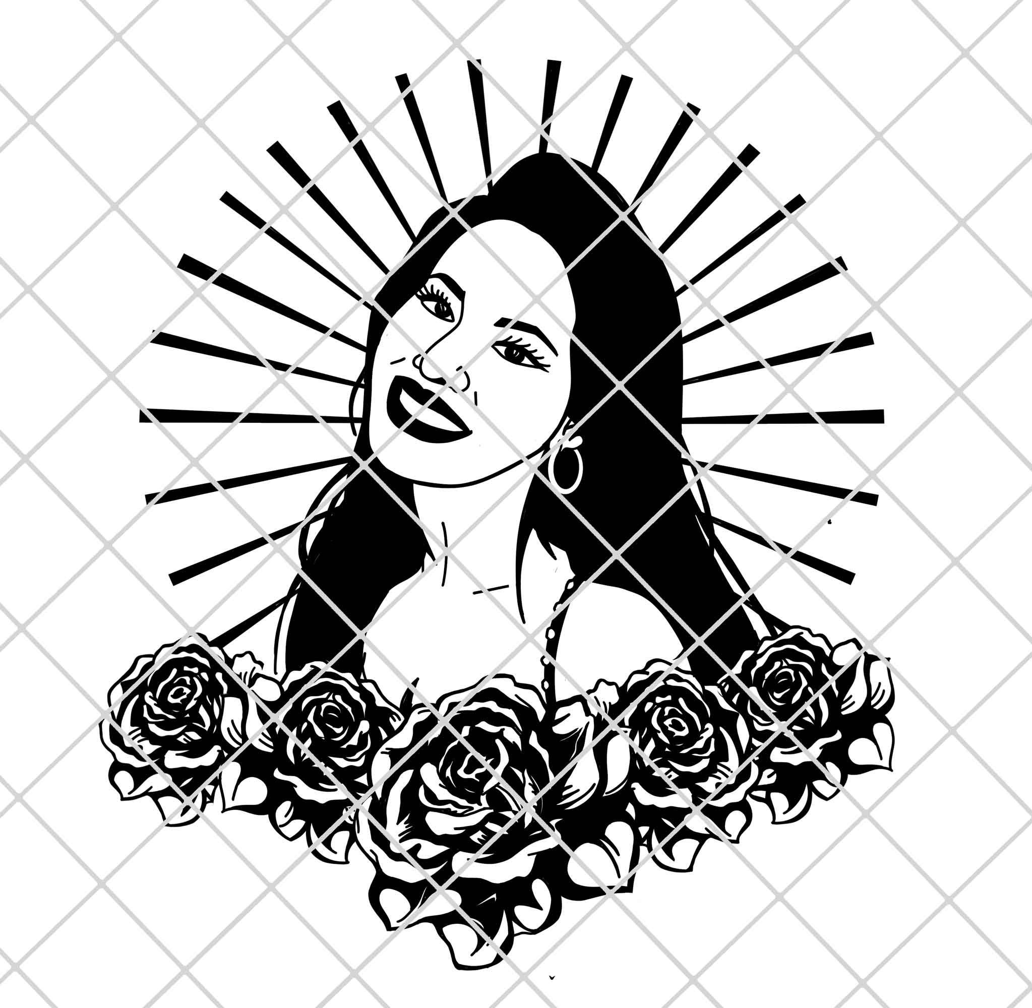 Selena SVG With Roses and Sun Rays - Etsy