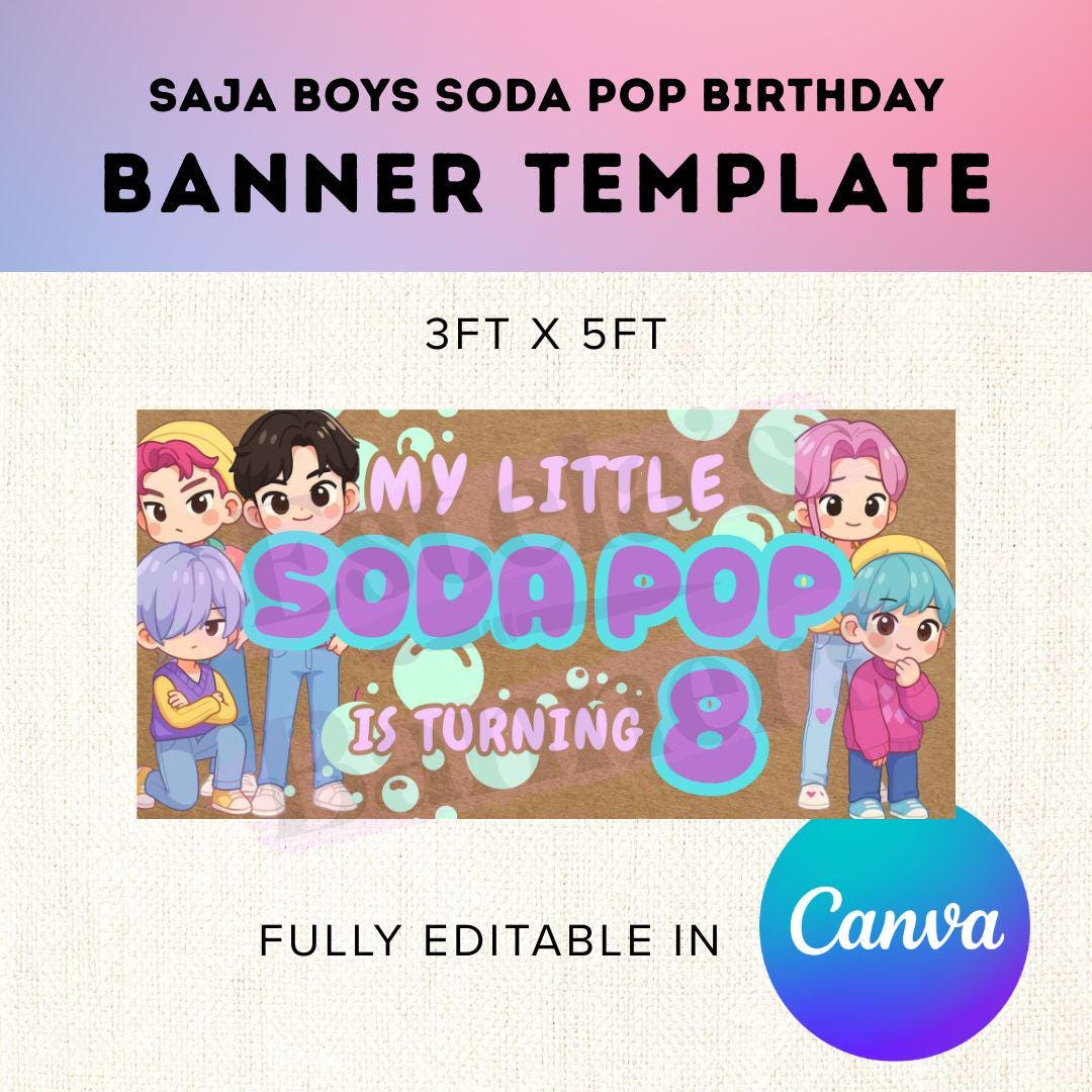 K-pop Demon Hunters Birthday Banner Template Bundle | Saja Boys Banner ...