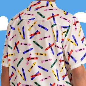 Colorful Crayons Artsy Funky Button up by Spellcast Studio - Etsy