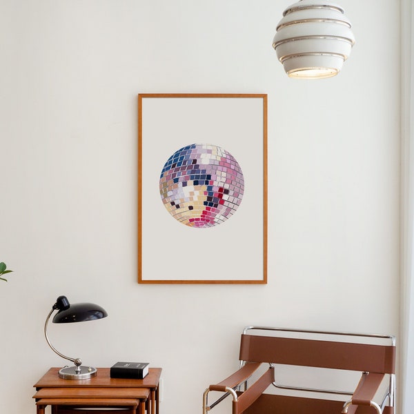 Black and White Disco Ball Print - Etsy
