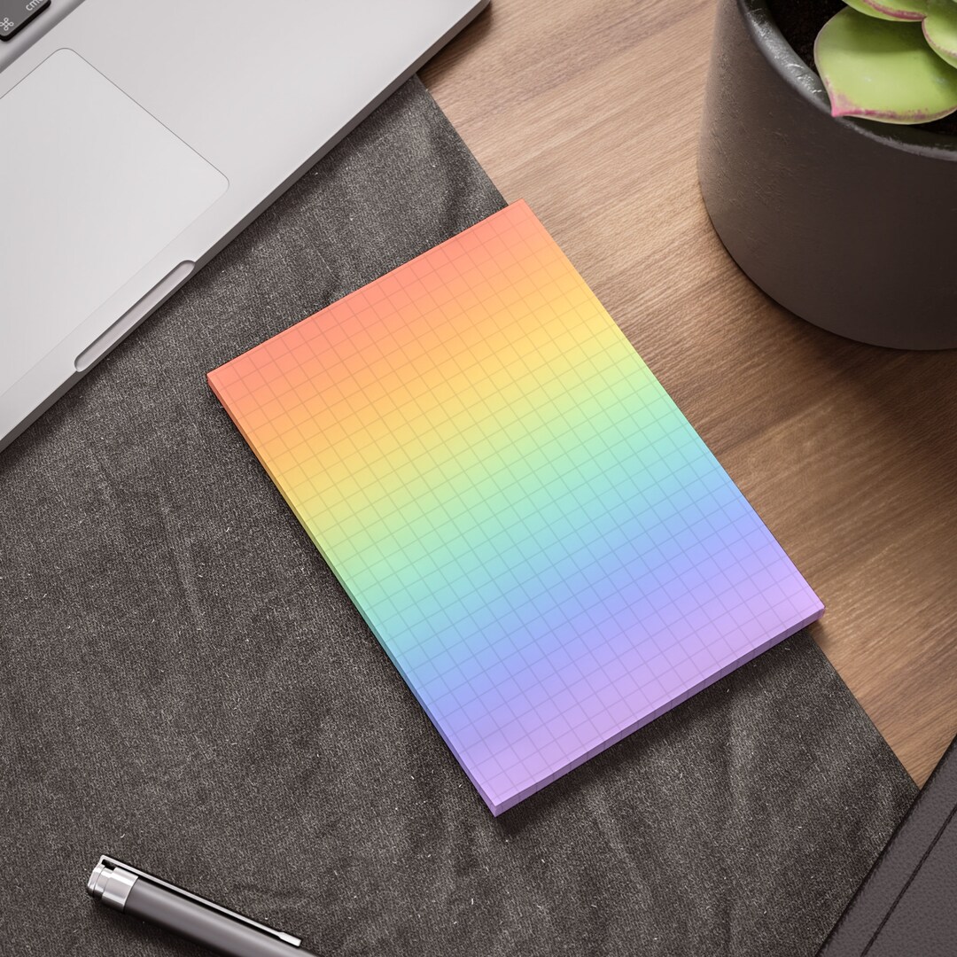 Rainbow Sticky Notes Notepad, Aesthetic Post It Notes Study Penpal ...