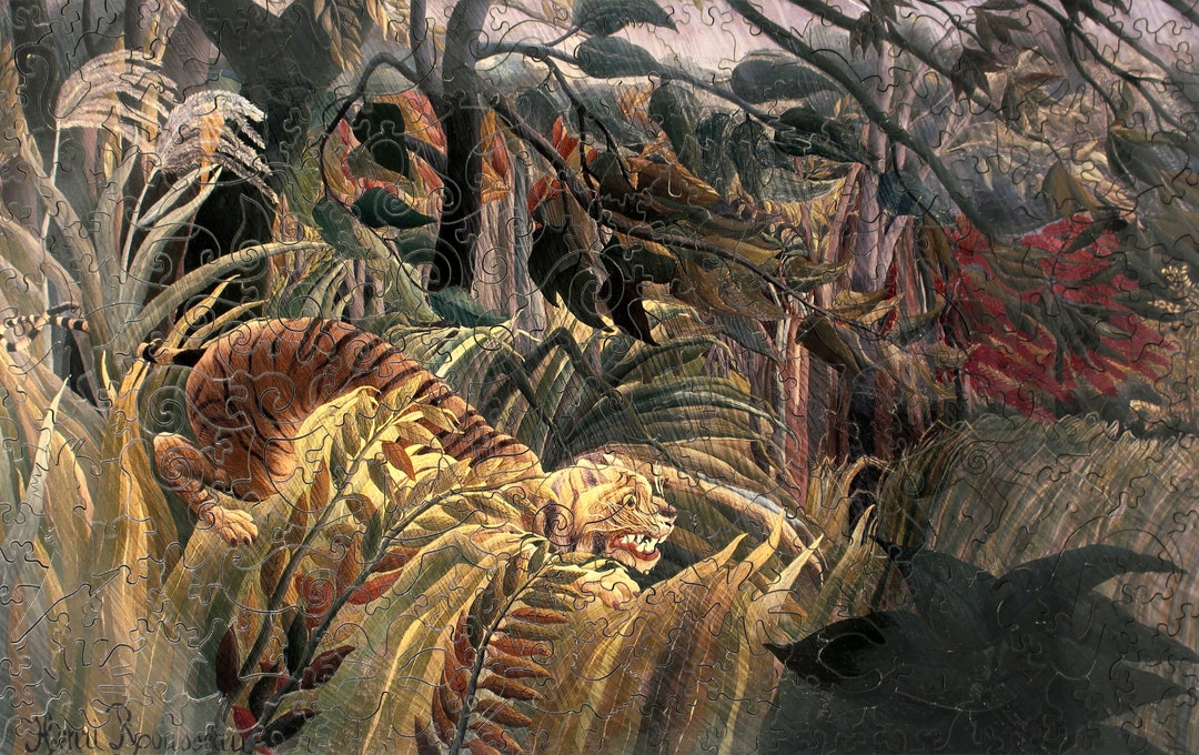 Tiger in a Tropical Storm Jigsaw Puzzle for Adults | Henri Rousseau ...