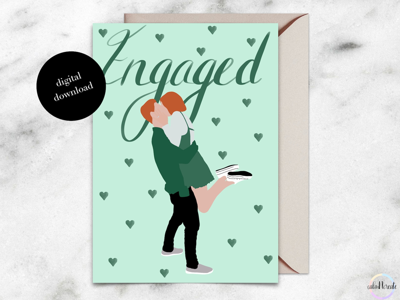 Downloadable Personalized Customizable Digital Engagement Card Couple ...