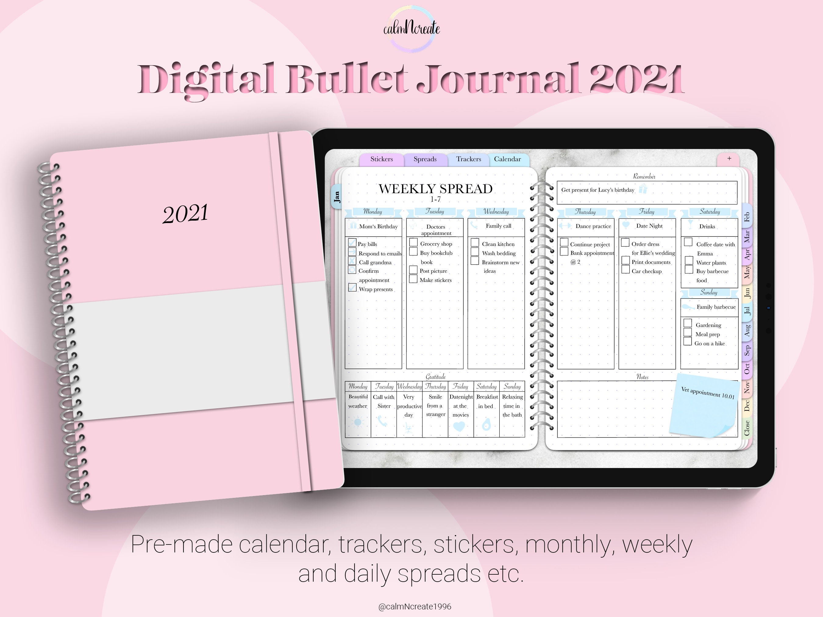 2021 Digital Pastel Bullet Journal With Marble Background Bujo, Planner ...