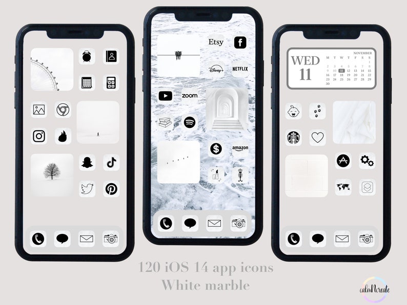 Ios 14 White Marble App Icons | iPhone | App Covers | 120 | One ...