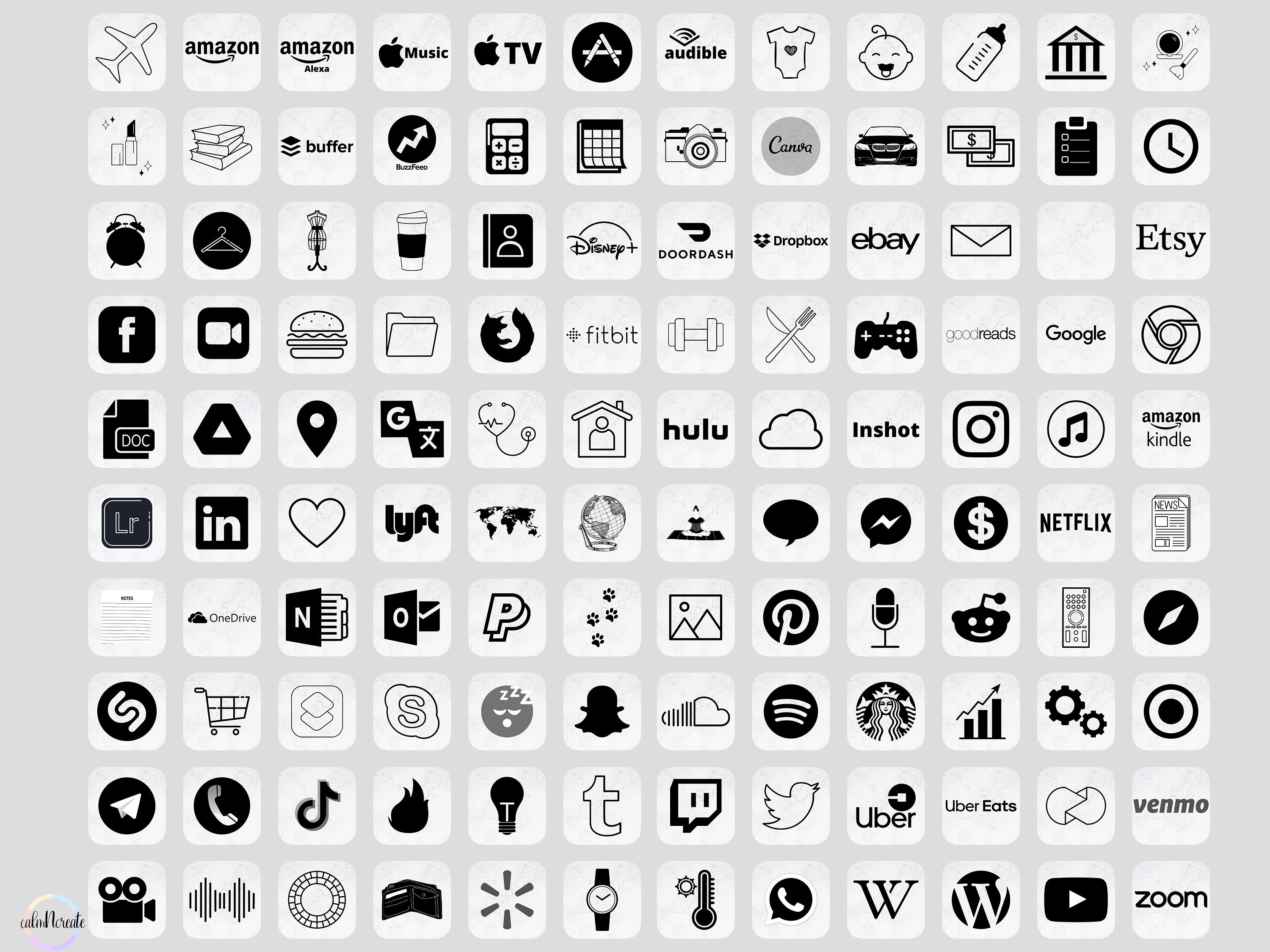 Ios 14 White Marble App Icons | iPhone | App Covers | 120 | One ...