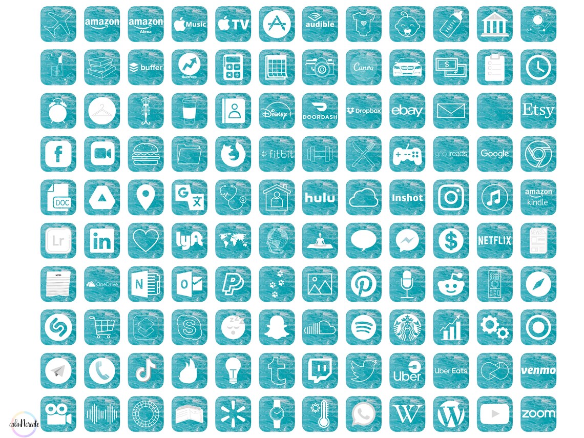 Ios 14 Turquoise Marble App Icons iPhone App Covers 120 - Etsy