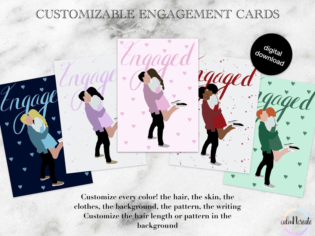 Downloadable Personalized Customizable Digital Engagement Card Couple ...