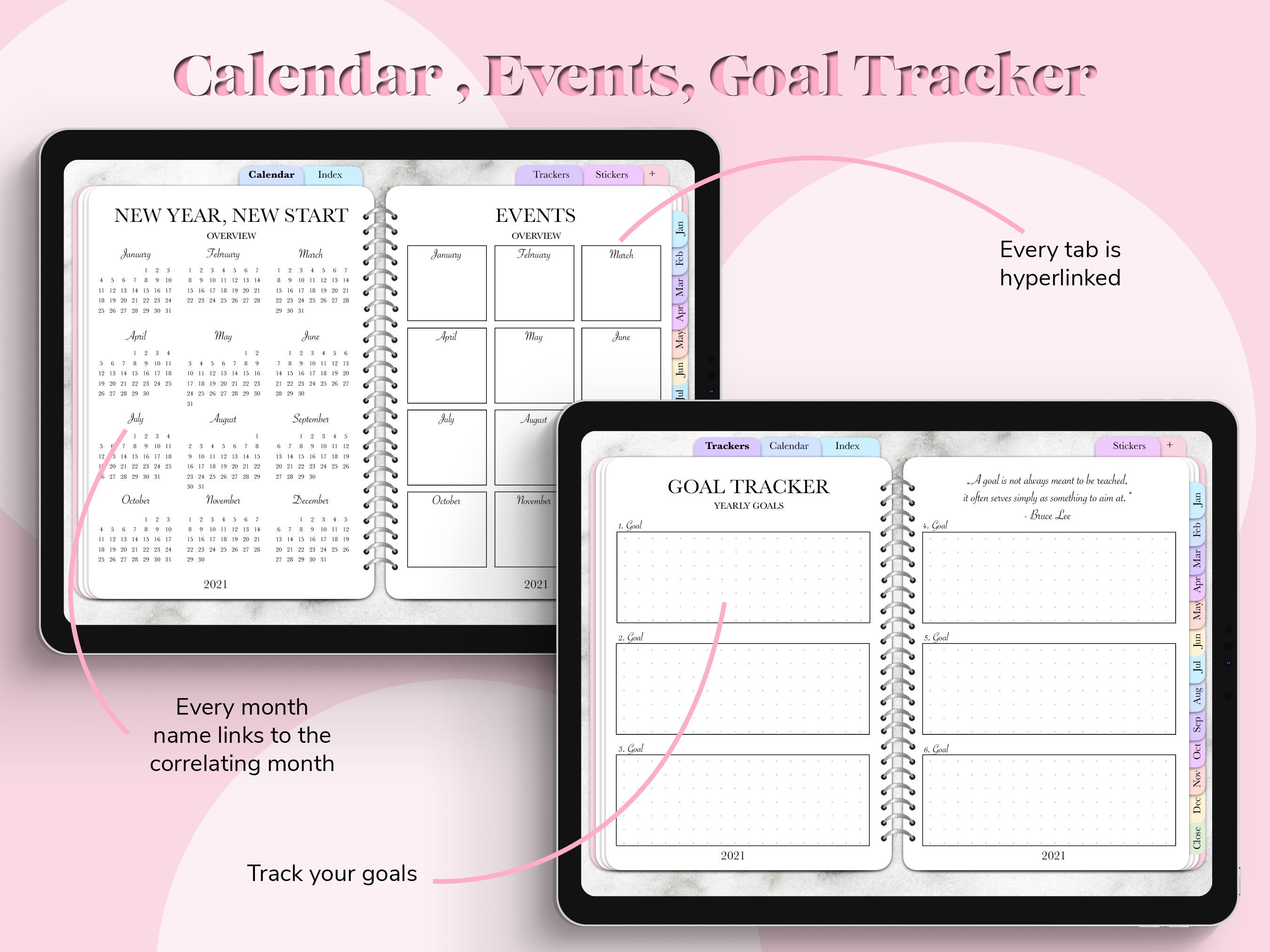 2021 Digital Pastel Bullet Journal With Marble Background Bujo, Planner ...