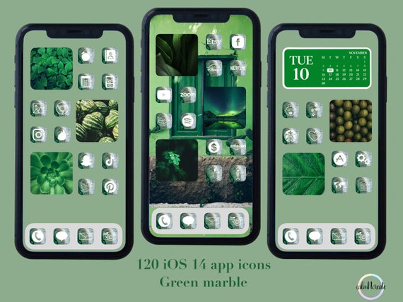 Ios 14 Green Marble App Icons Iphone App Covers 120 - Etsy