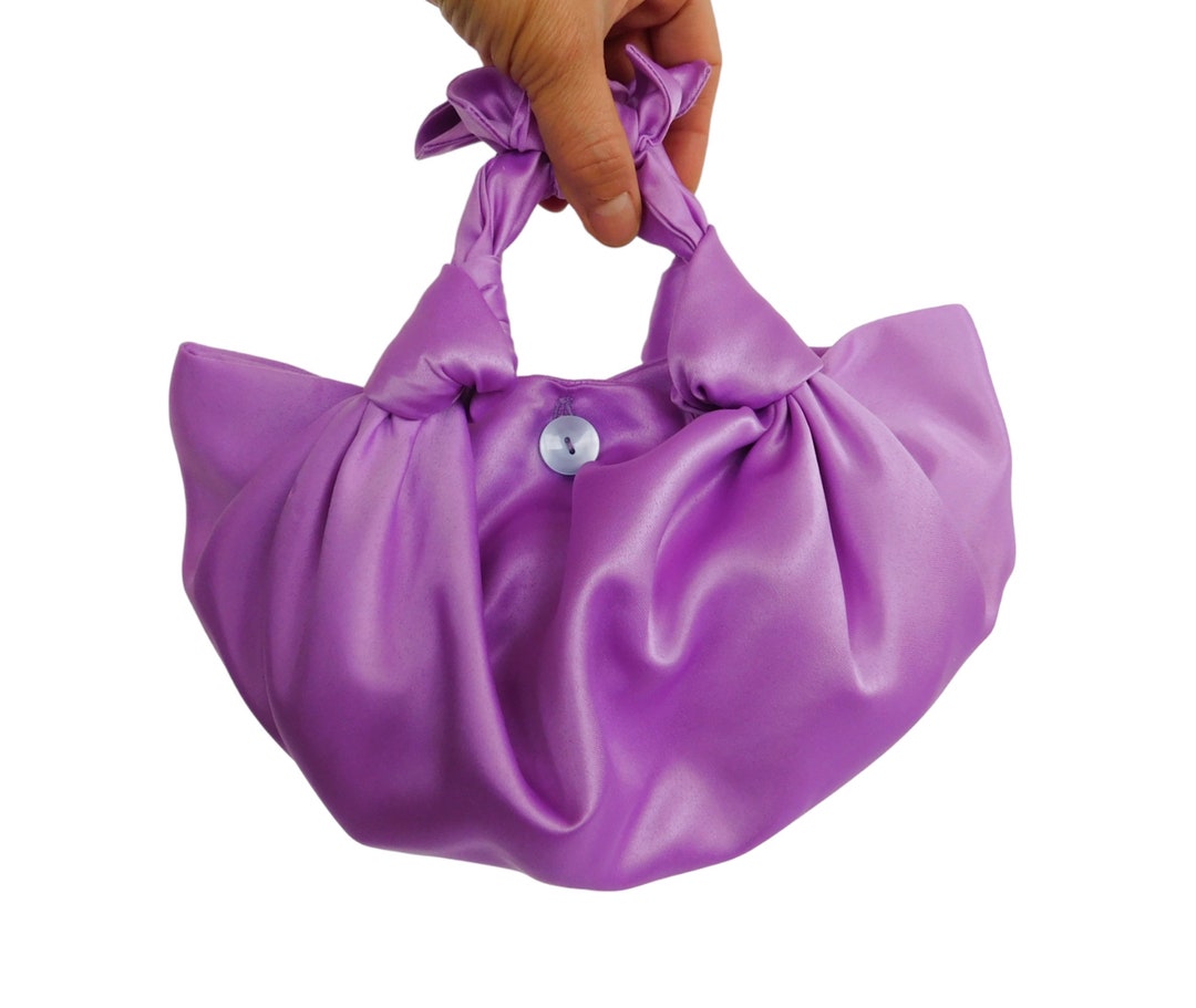 Lilac Purple Satin Furoshiki Knot Handbag/small Handbag/satin Handbag ...
