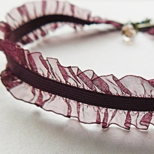 French Lace Choker, Burgundy Frill Lace Necklace, Victorian Choker ...