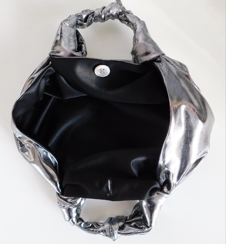 Metallic Silver Knot Handbag/small Handbag/satin Handbag/silver Handbag ...
