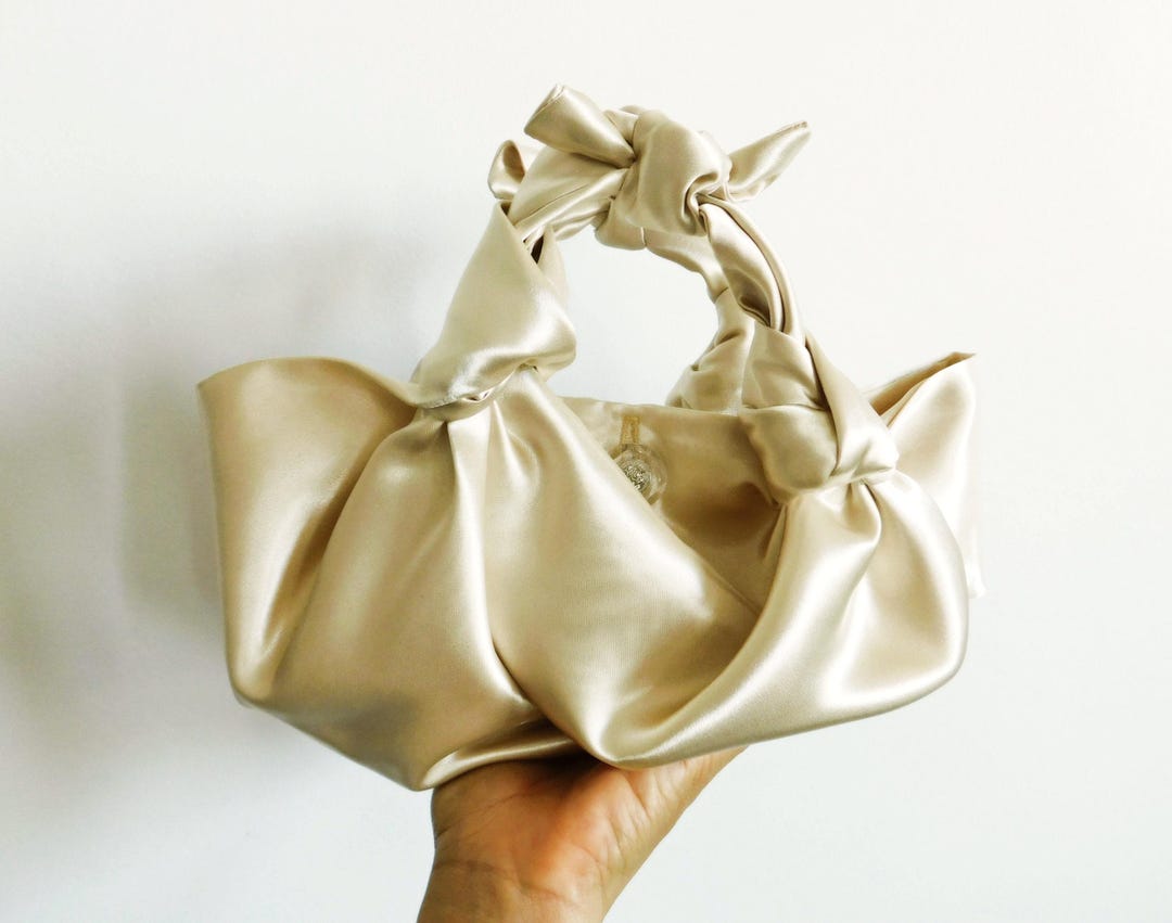Champagne Gold Satin Furoshiki/ Knot Handbag/small Handbag/satin ...