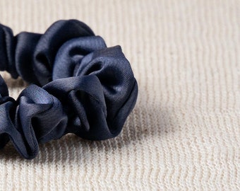 Navy Blue Satin Hair Scrunchie - Etsy UK