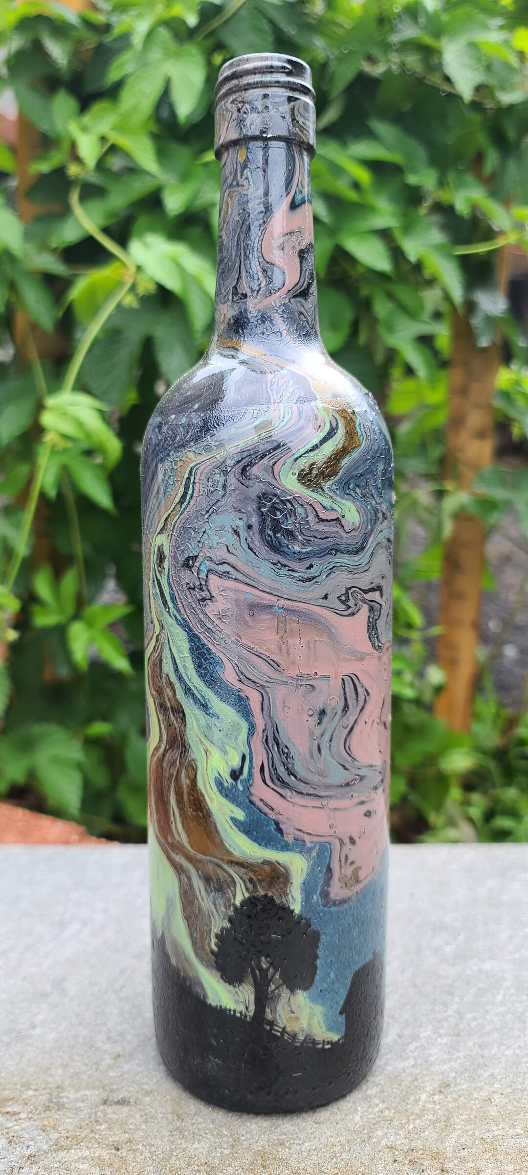 Hand Painted Bottle "pink Aroura" - Etsy