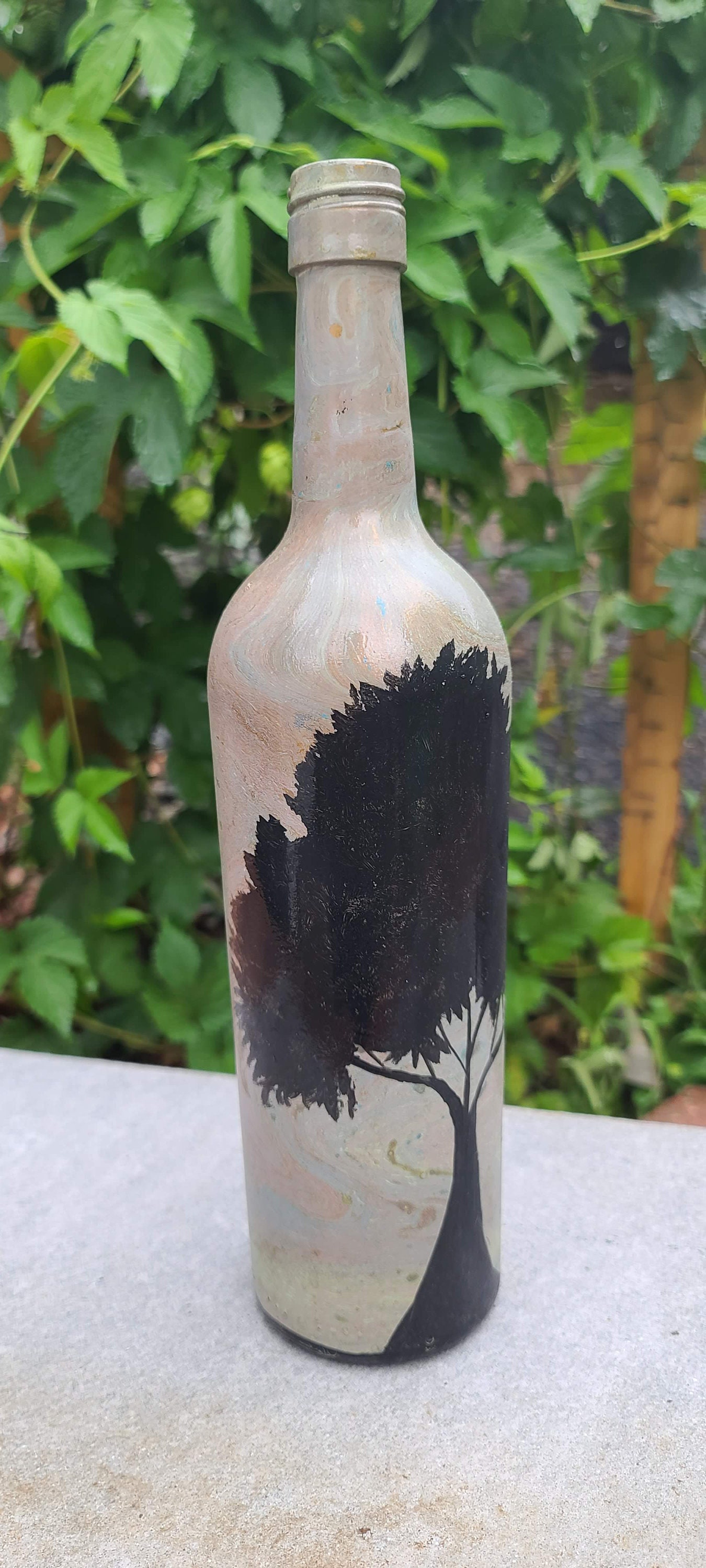 Hand Painted Bottle olive Tree at Sunset - Etsy