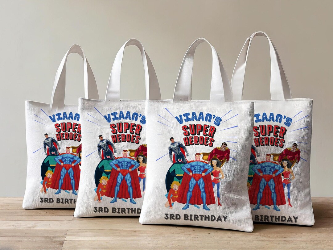 Superhero Party Favor Return Gift Bags, Personalized Name Superhero ...